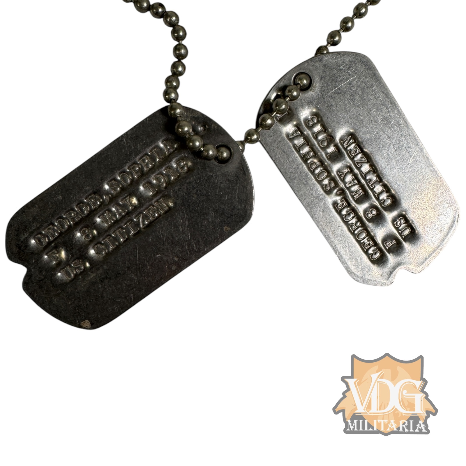 WW2 US Female Civilian Identification Dog Tags Named to Sophia L ...