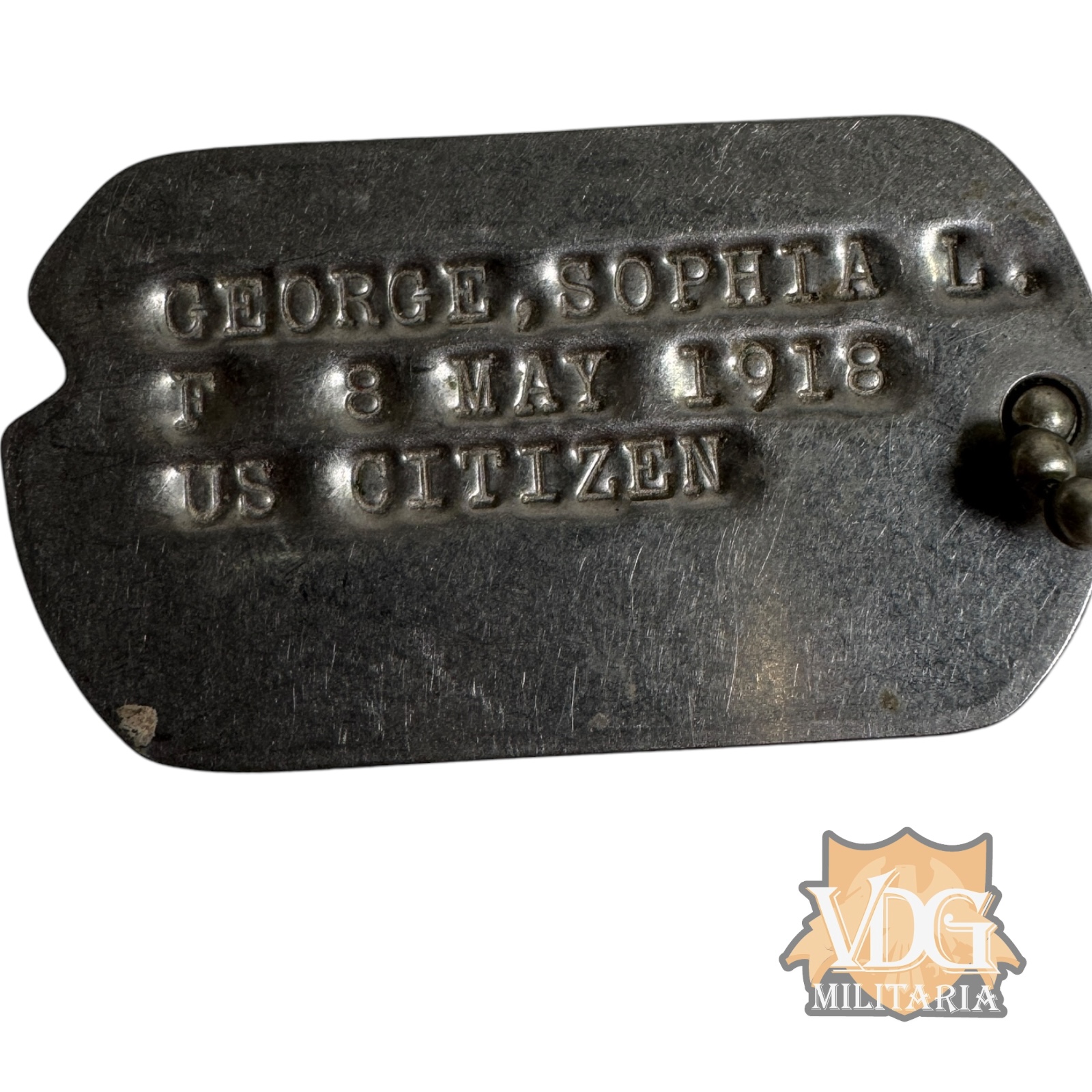 WW2 US Female Civilian Identification Dog Tags Named to Sophia L ...