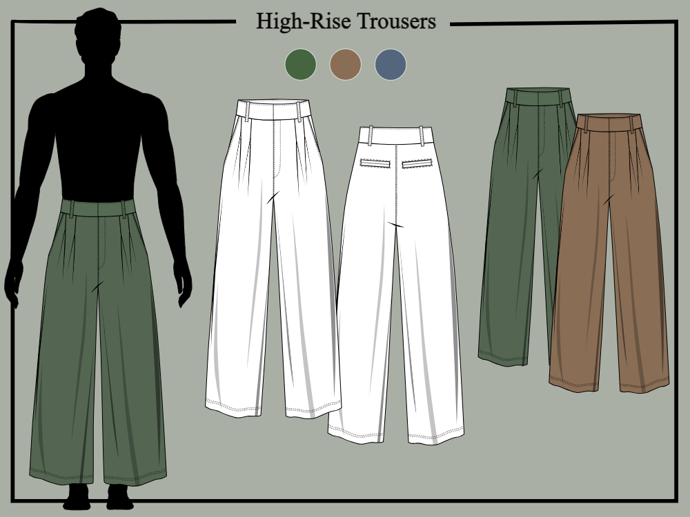 High waist trousers sketches