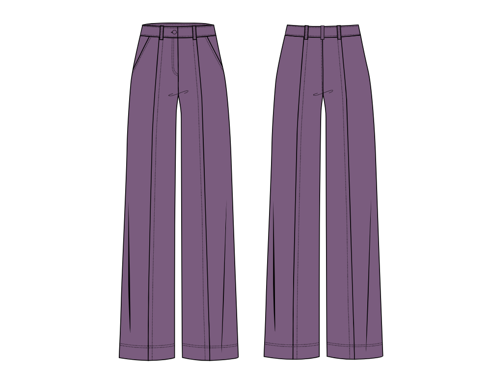 High waist trousers sketches