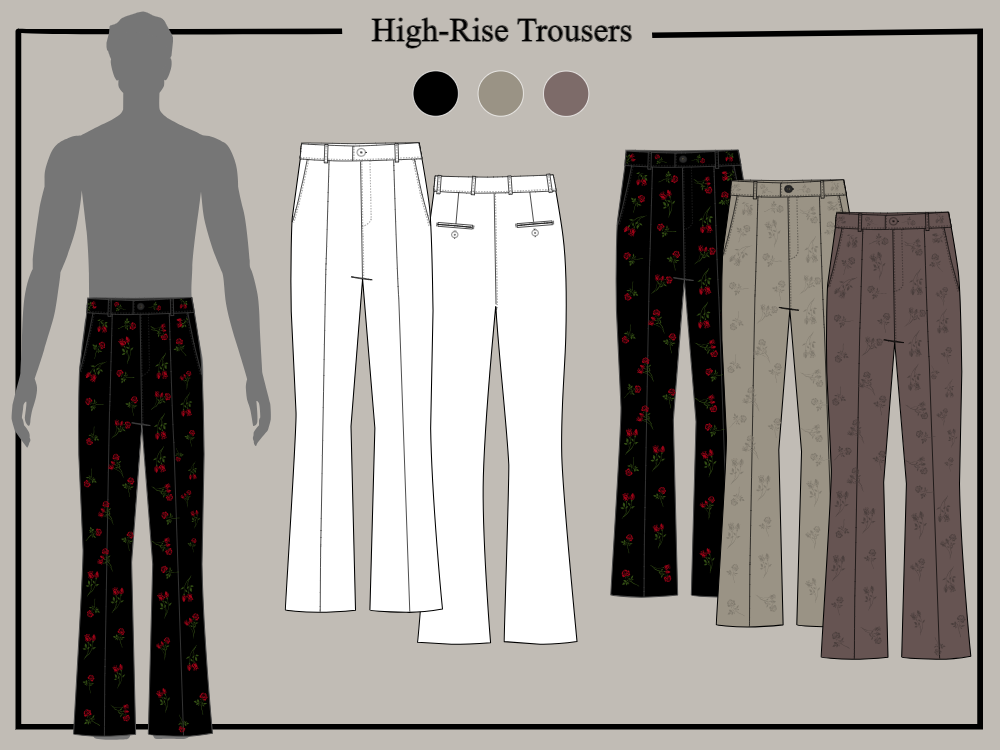 High waist trousers sketches