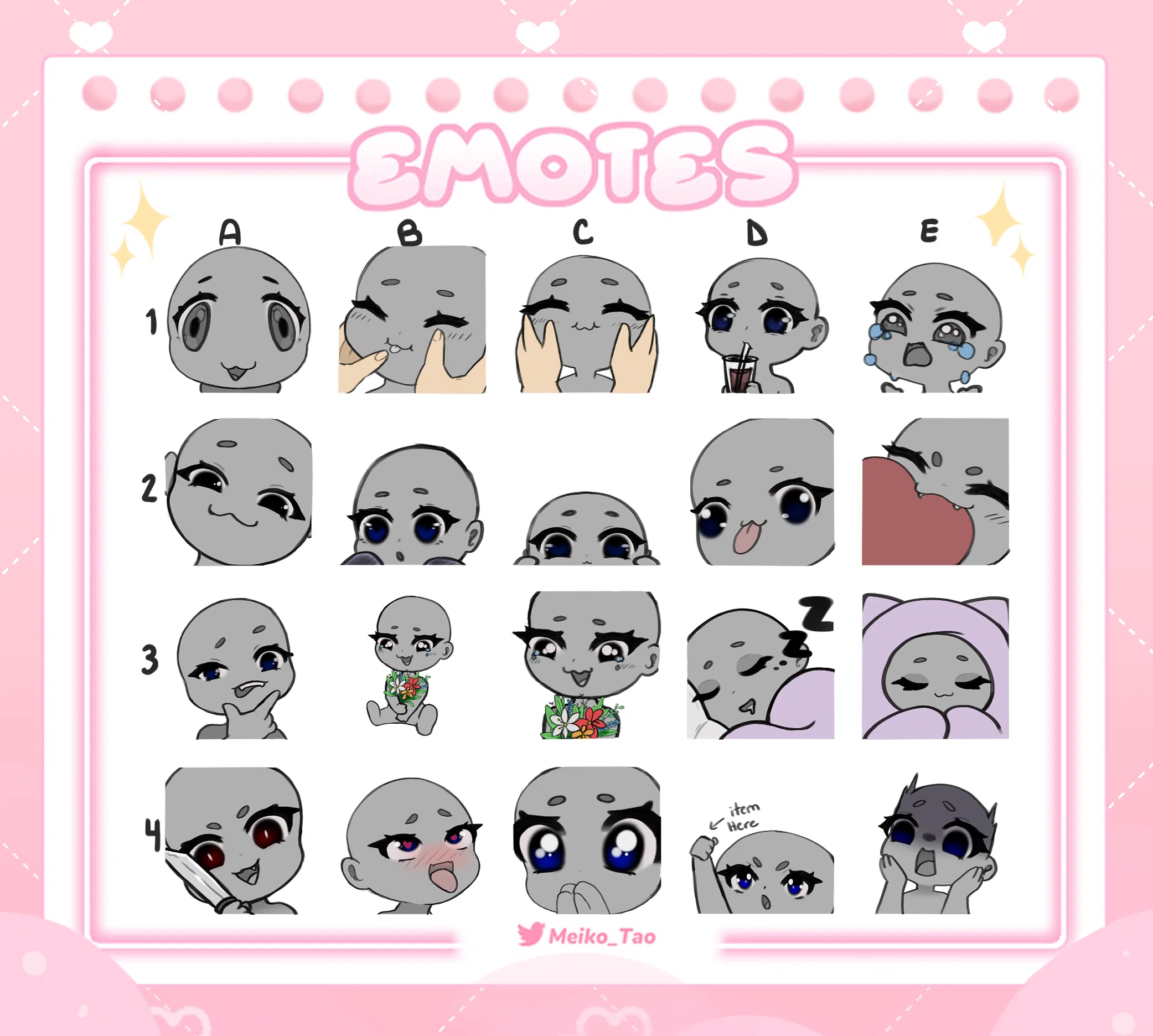 YCH Emotes PACK x1,x3,x5,x10!! by ˚𐐪 MeikoTao ୧˚ (@MeikoTao) | VGen