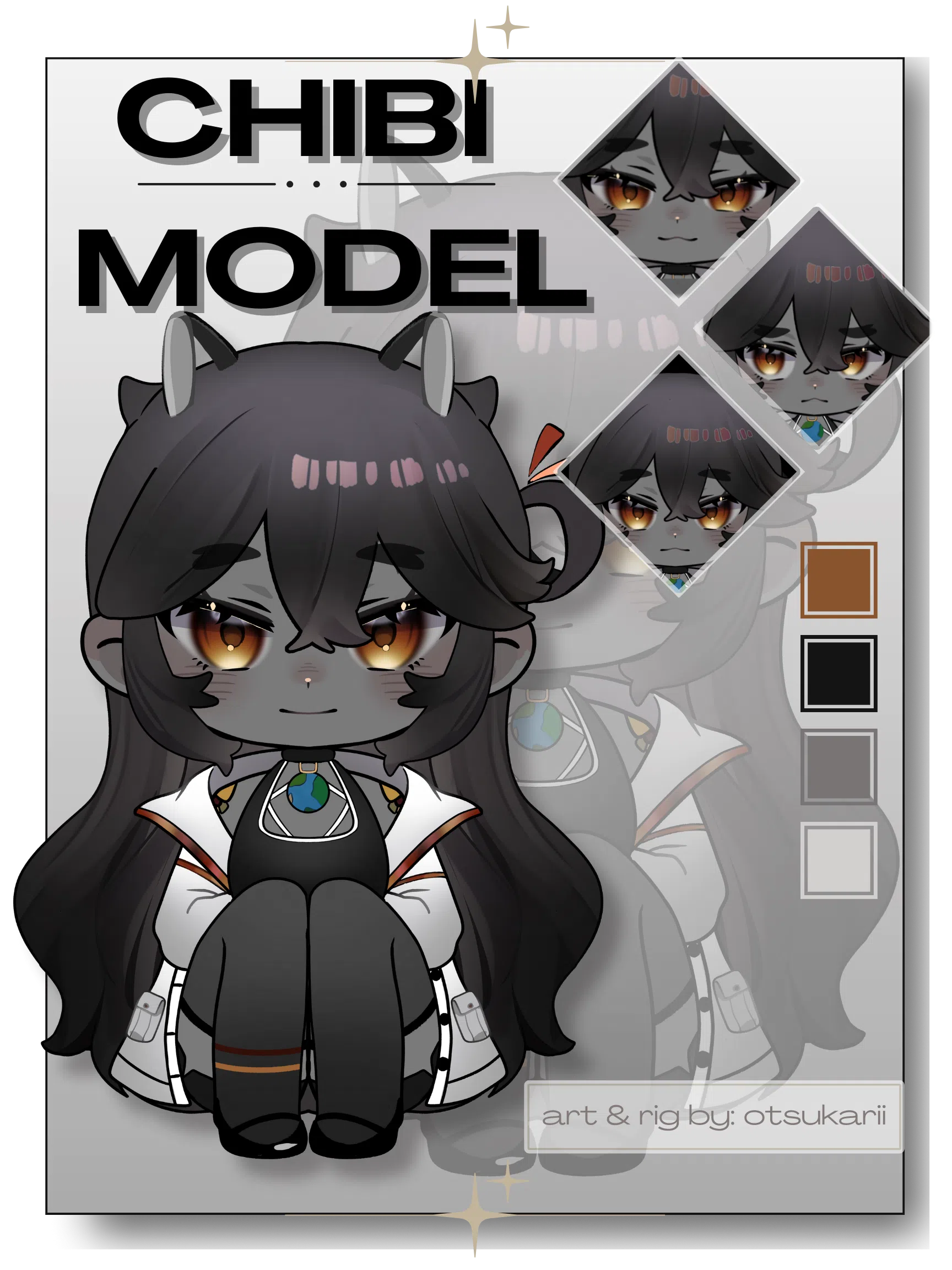 Sitting Chibi Model Art + Rig by K a r i i 🌱 (@kariimode) | VGen