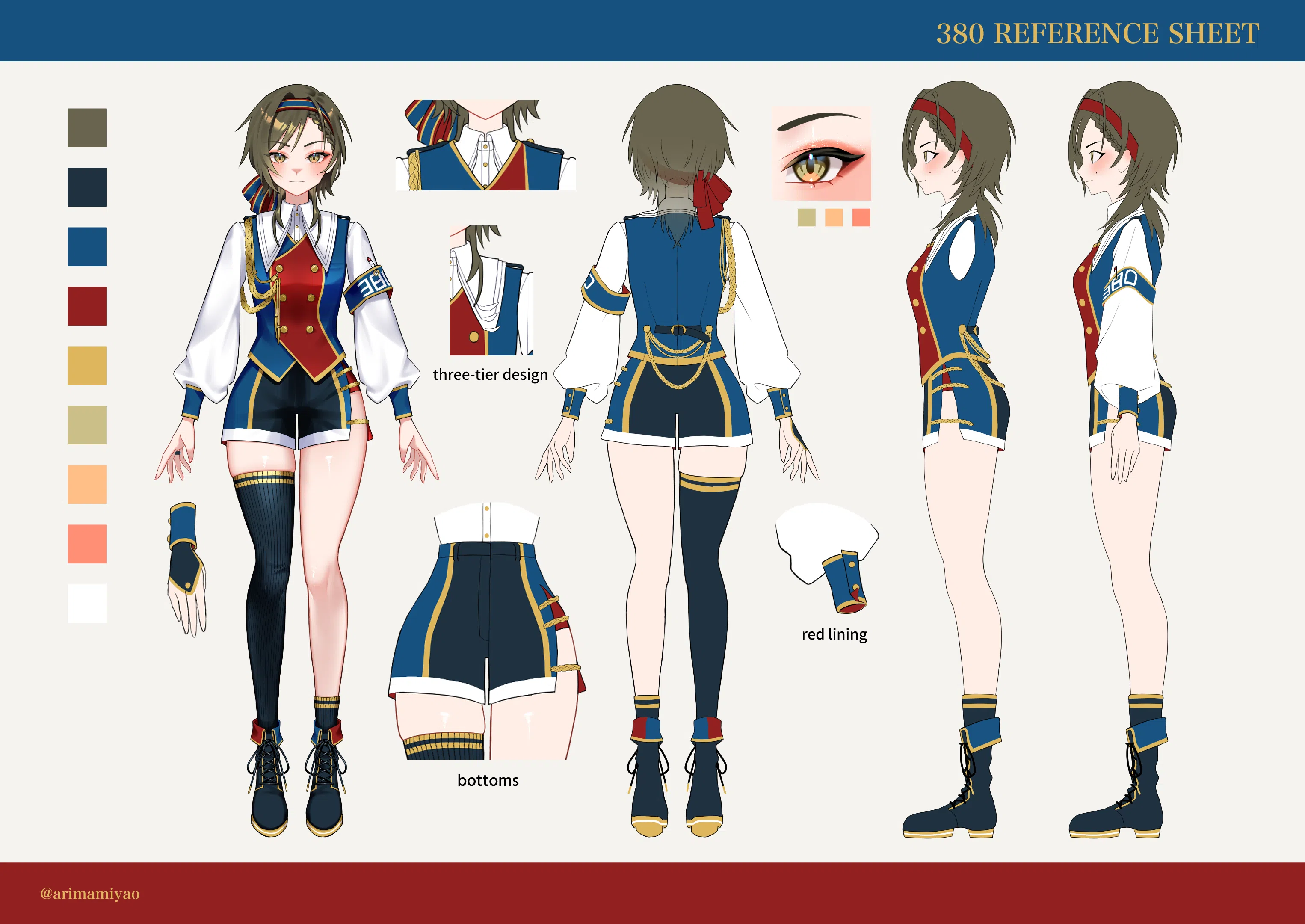 Character Design / Reference sheet / Live2D Model Art by 380 ...