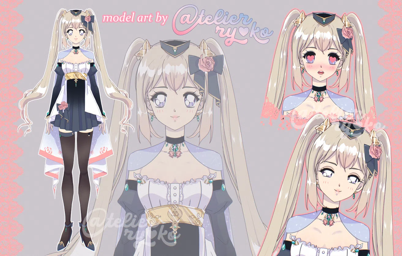 Retro/Vintage/90s Vtuber Live2D Model Art by atelier.ryoko (@atelierryoko) | VGen