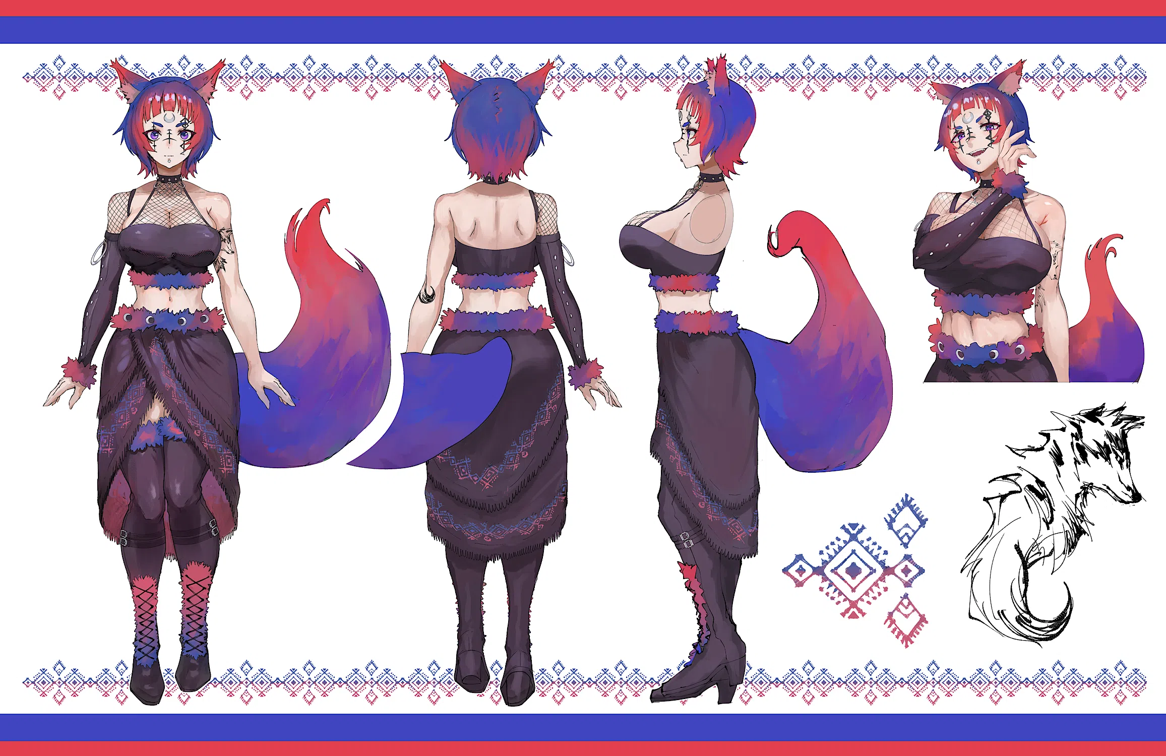 Brandi / Fallmoon's Vtuber design and reference sheet