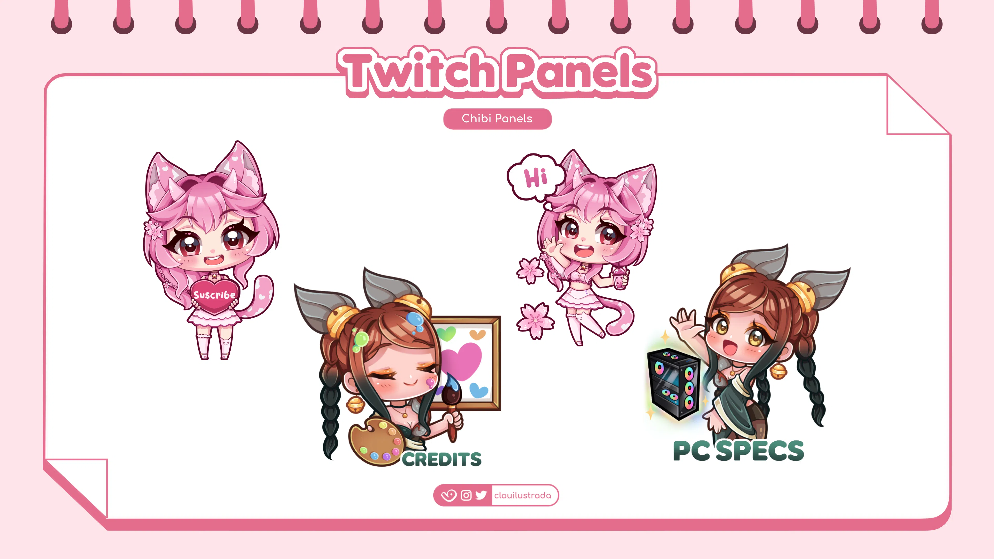 Chibi Panels by 🎀CLAU🎀 Cute Stream Assets (@clauilustrada) | VGen