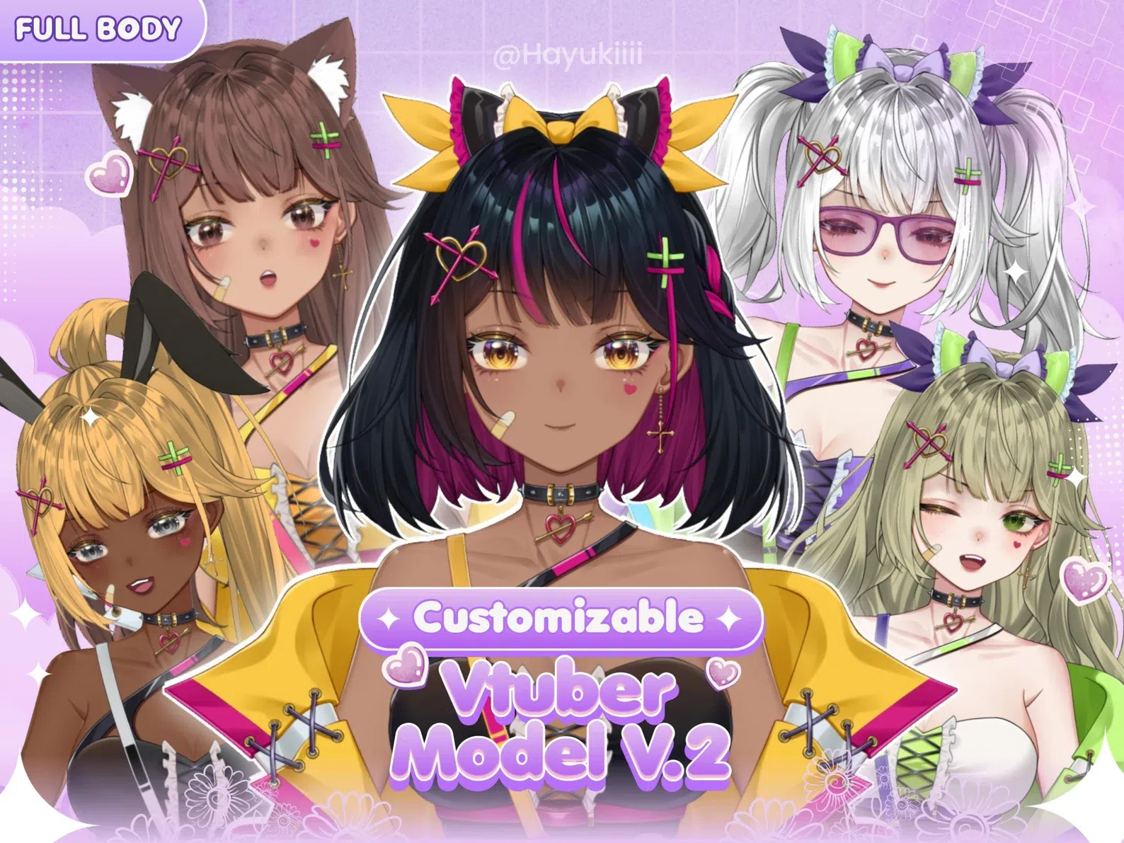 Customizable Live2D Vtuber Model V.2, Premade Vtuber (Ready to Use) - Full Body Vtuber Model | VGen