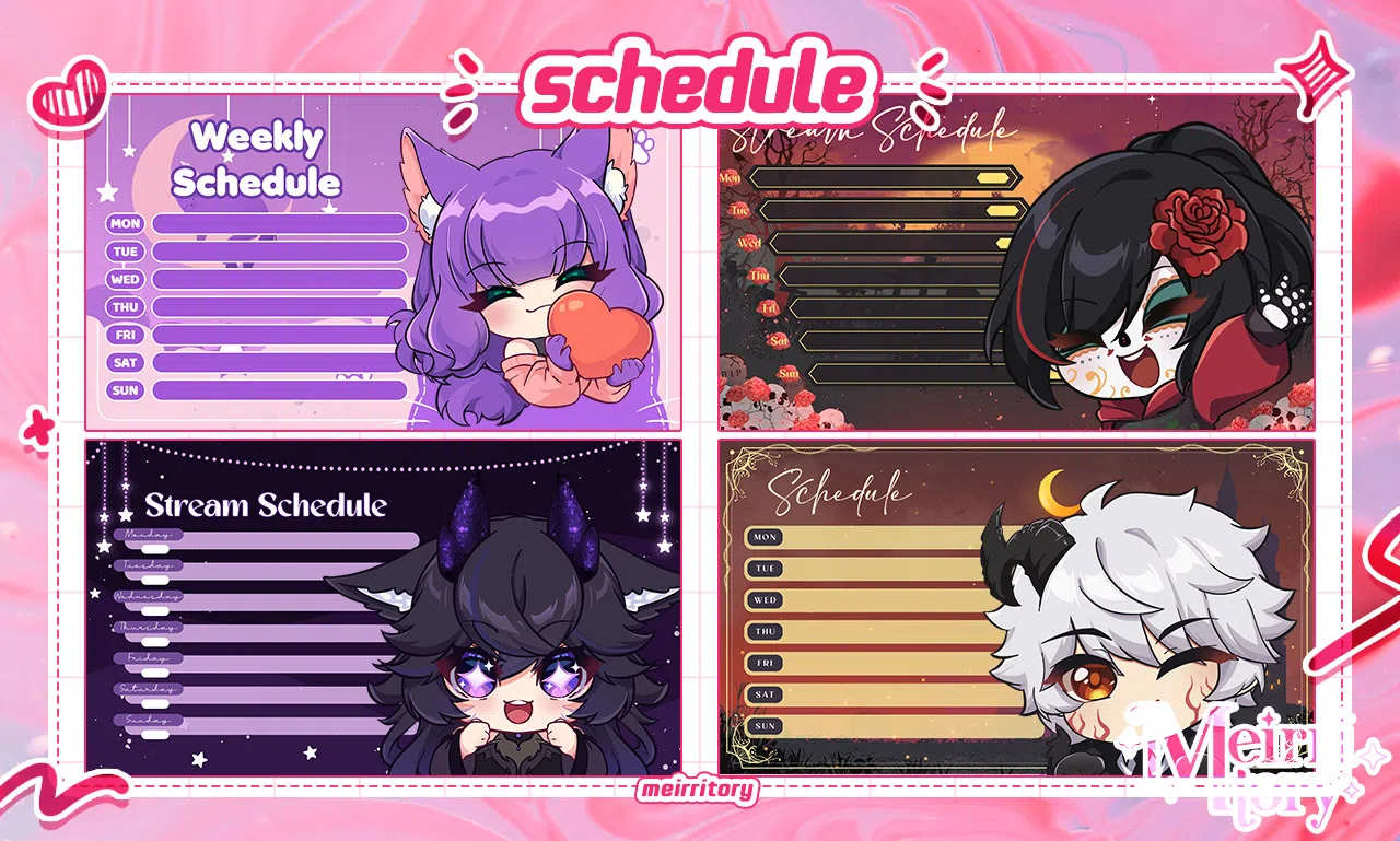 Custom Vtuber Schedule Graphic + PSD FIle by meirritory (@meirritory ...