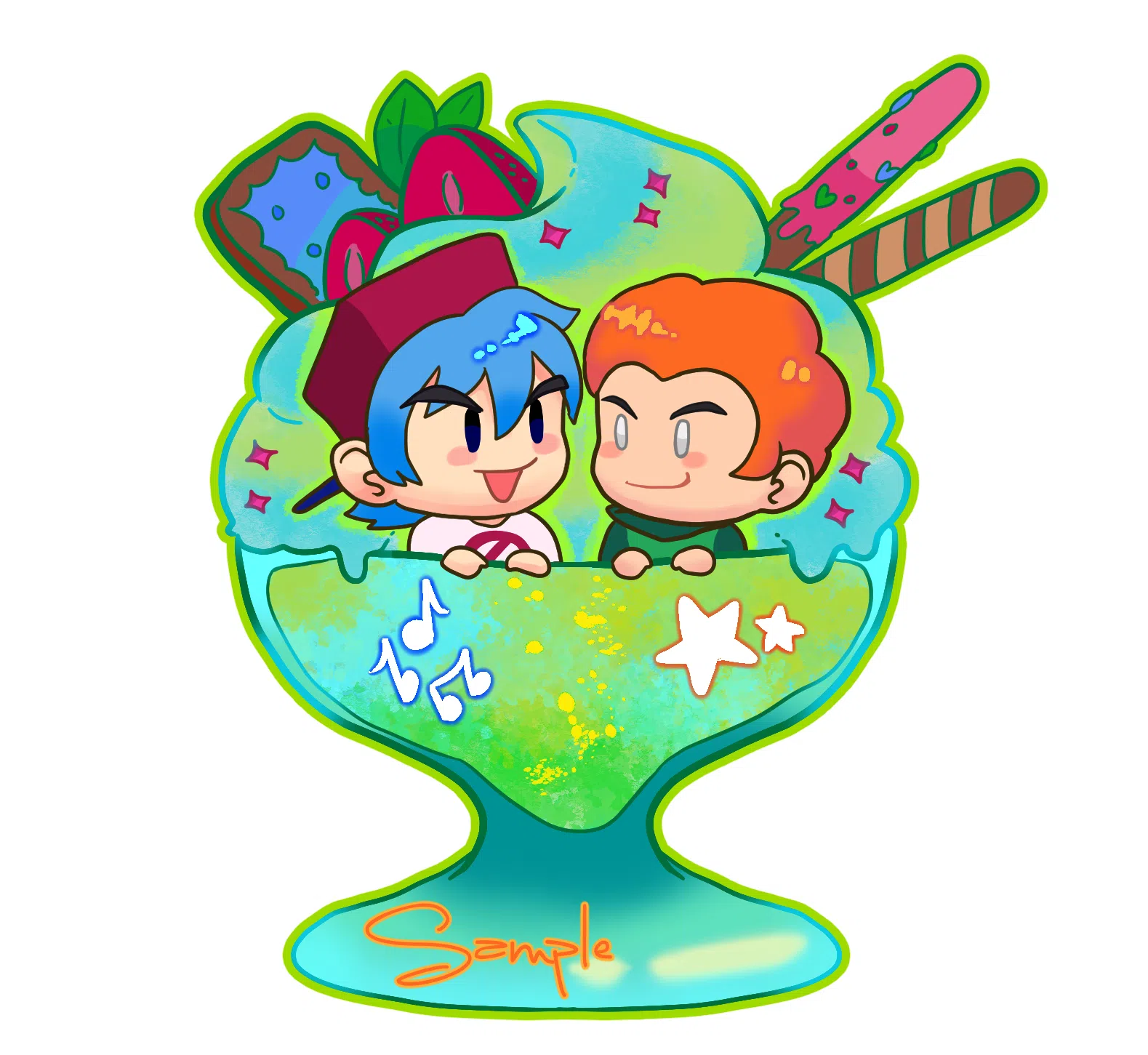 Sweet Couple Chibis Dessert🍨 by pikafaa (@pikafaa) | VGen