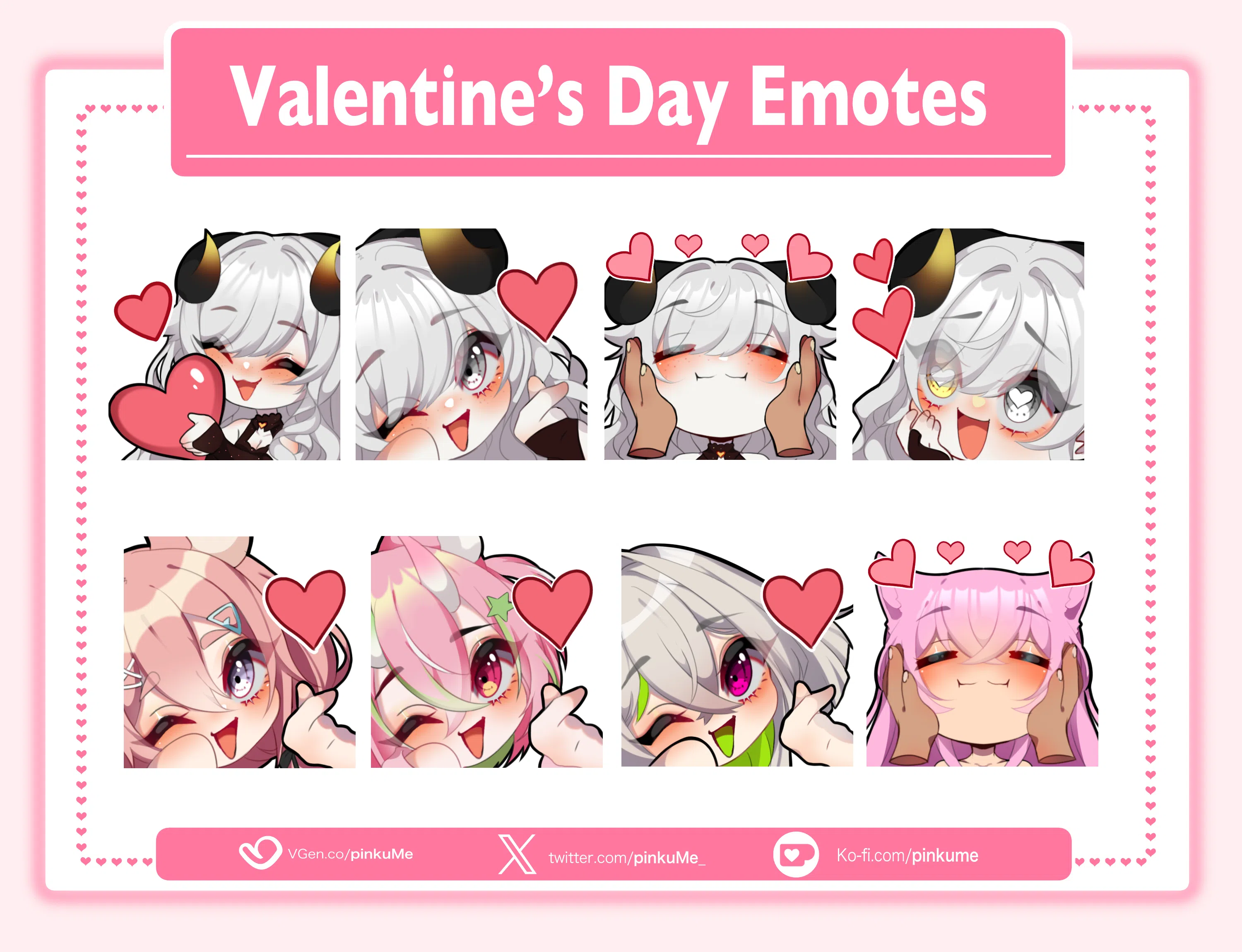Valentine's Day Emotes YCH by pinkuMe (@pinkuMe) | VGen