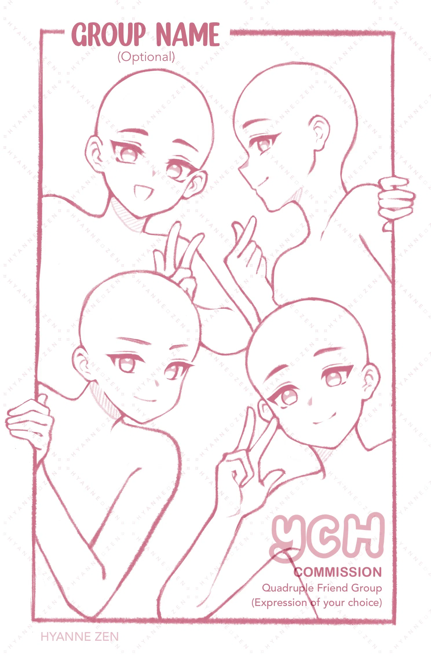 [YCH Four Characters] Friend Group by Hyanne Zen (@Hyanne_Zen) | VGen