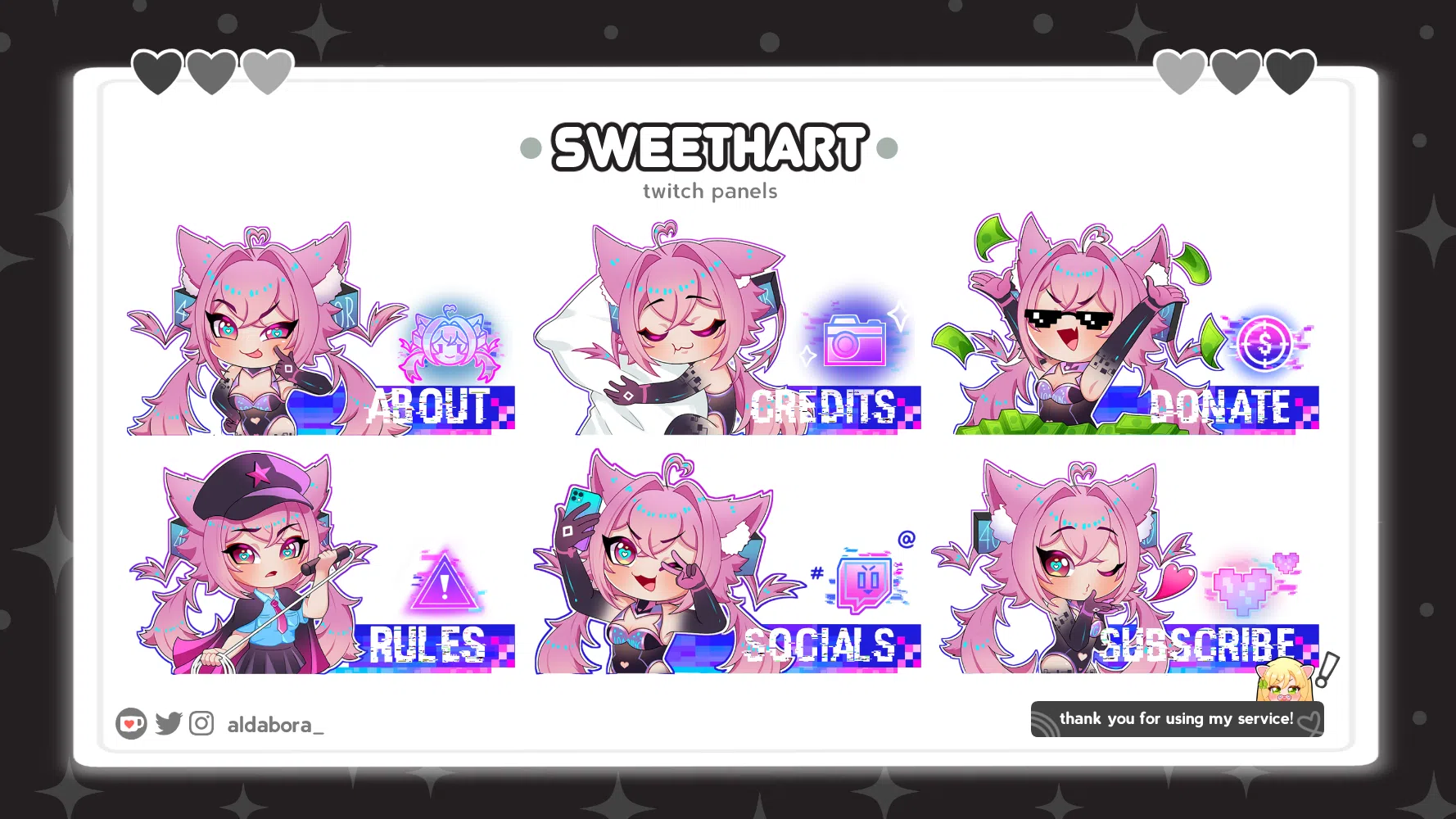 Twitch Chibi Panels (free panel design) by aldabora (@aldabora_) | VGen