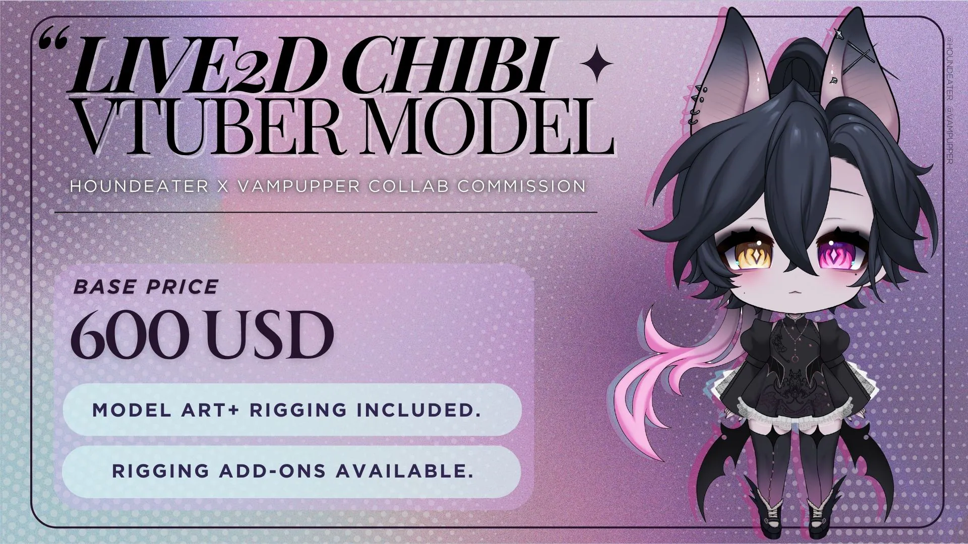 Live2D Chibi Vtuber Model Art + Rig Commission [HOUNDEATER X VAMPUPPER COLLABORATION] by ...