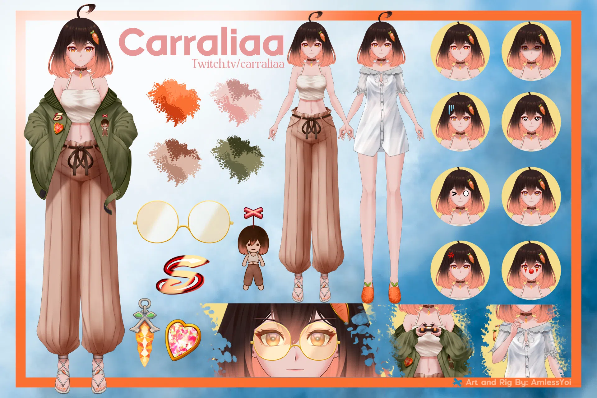 Vtuber Model (Art + Rig, Vbridger or VTS Standard) by Amlessyoi (@Amlessyoi) | VGen