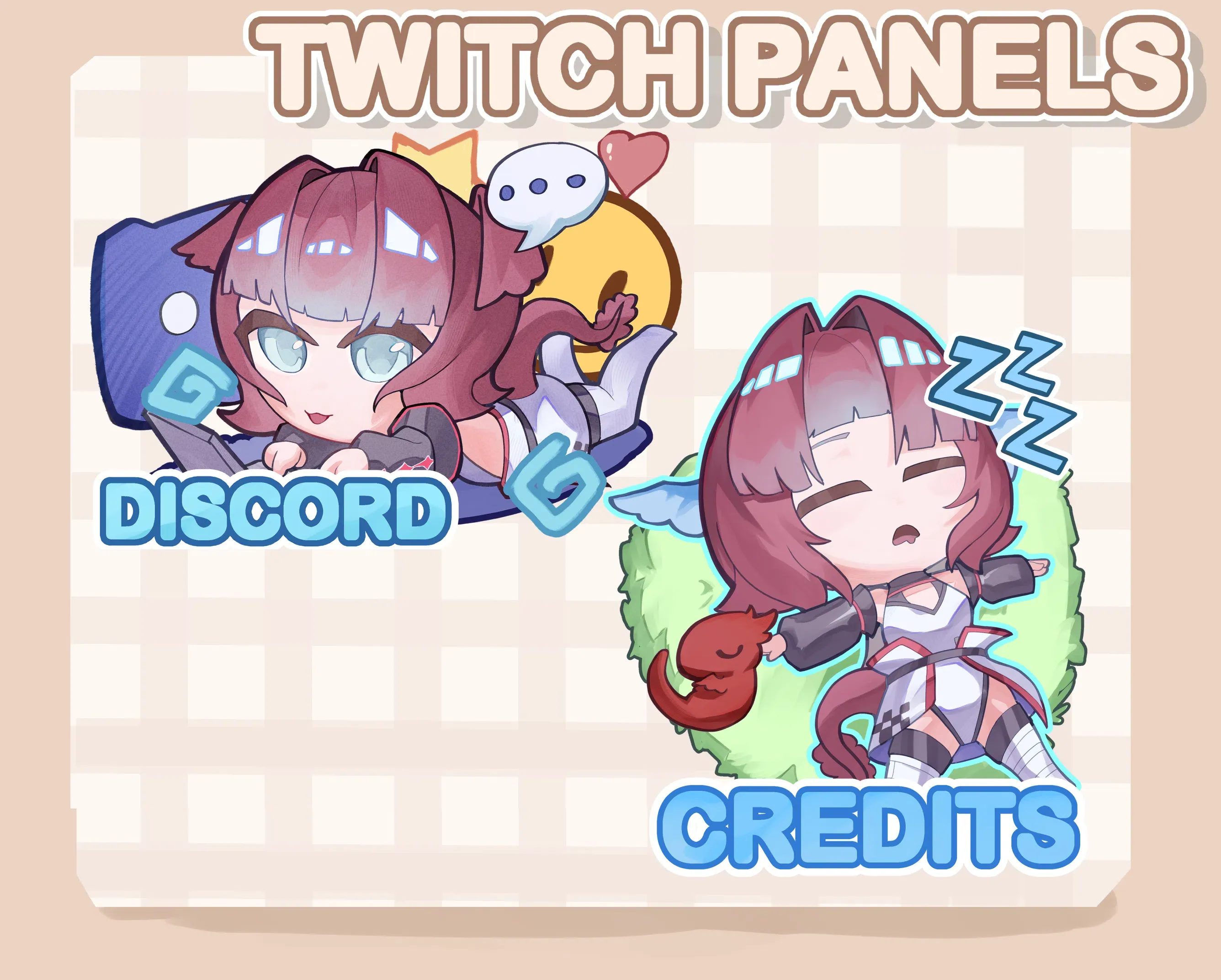 Chibi Twitch Panel Style B by Hachii_mon (@Hachii_mon) | VGen