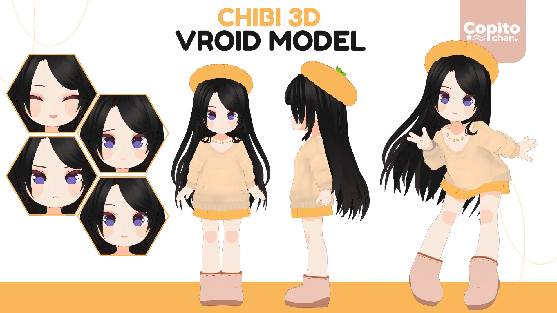 Chibi 3D Vroid Model by CopitoChanArt (@CopitoChanArt) | VGen