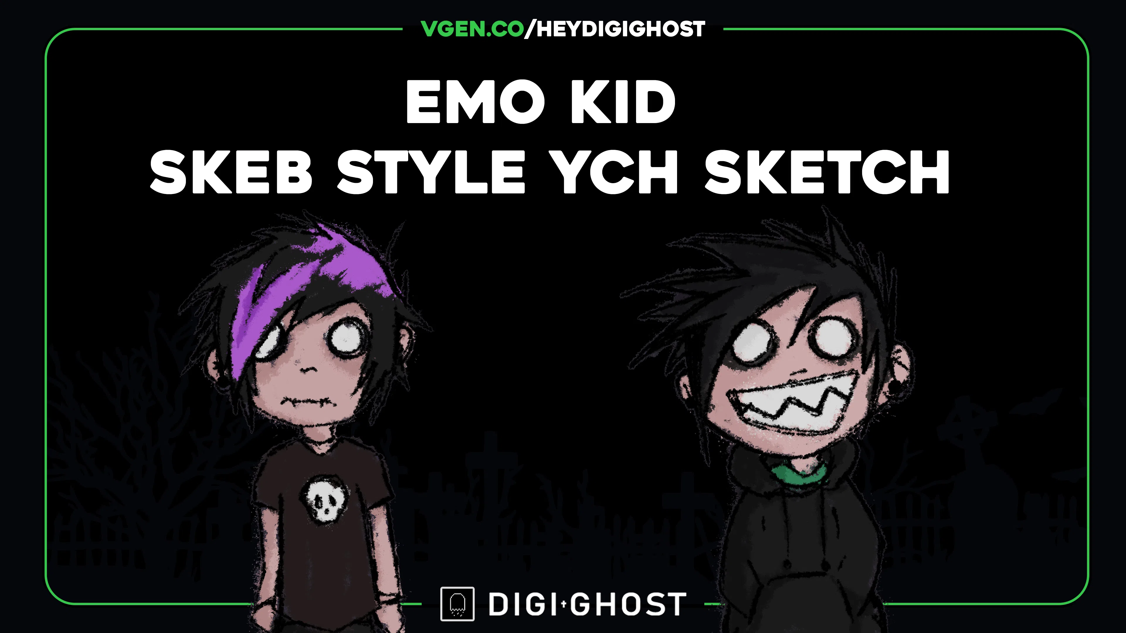 Emo Kid YCH Sketch【 SKEB - Surprise me 】 by heydigighost (@heydigighost) | VGen