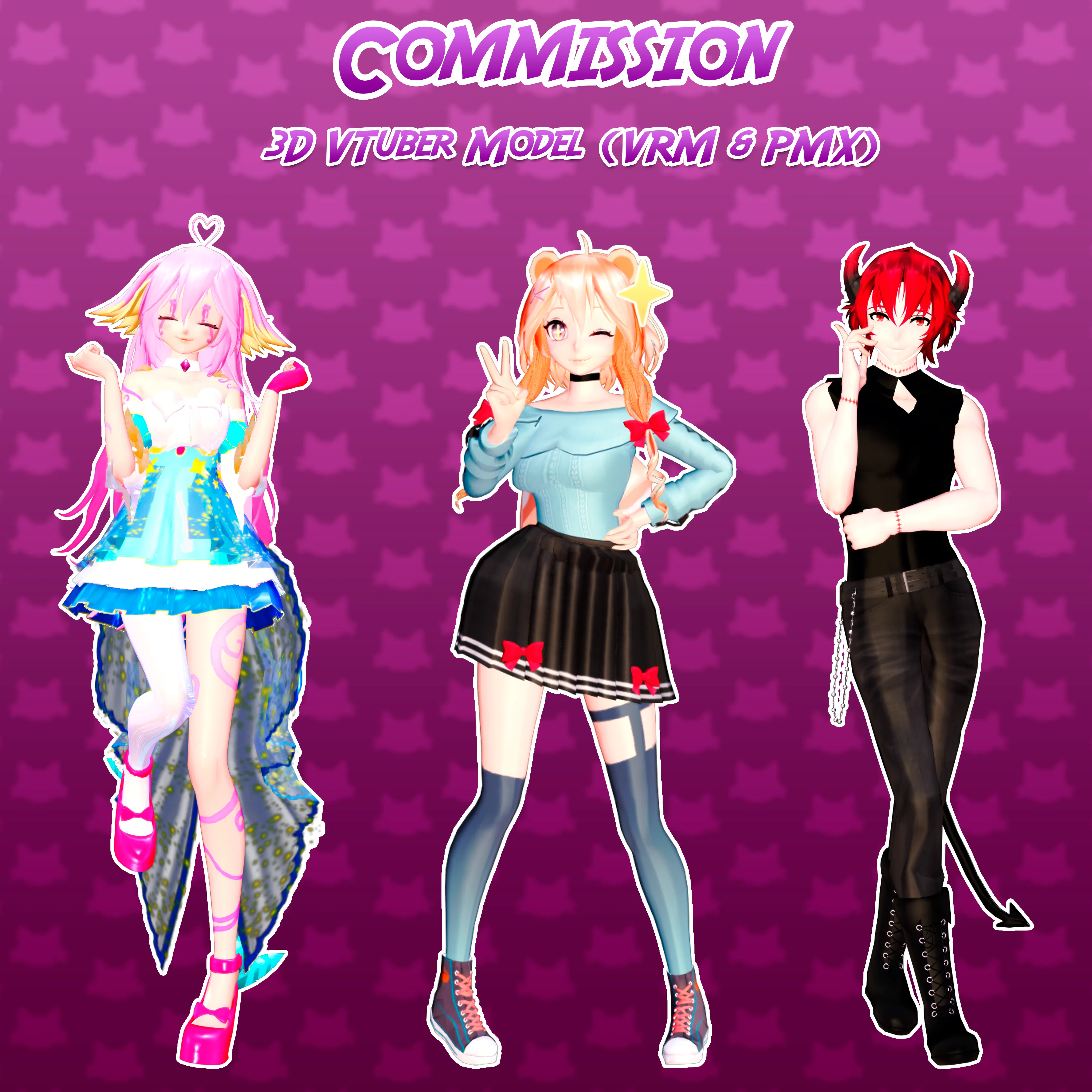 【Commission】3D Model «VRM & PMX» by Pegaotaku (@Pegaotaku) | VGen