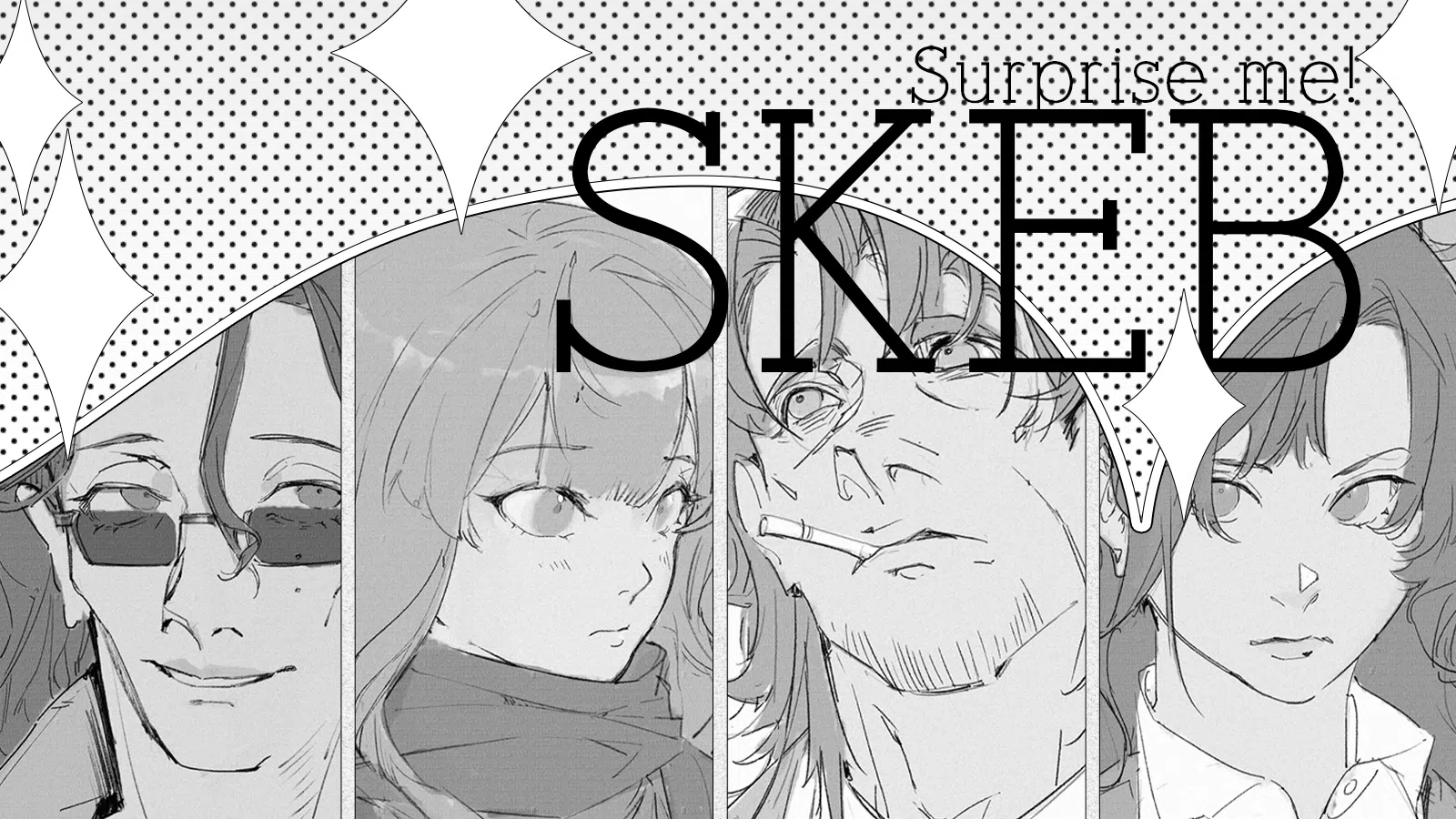 SKEB | Surprise me | Grayscale Headshot by dellphie (@dellphie) | VGen