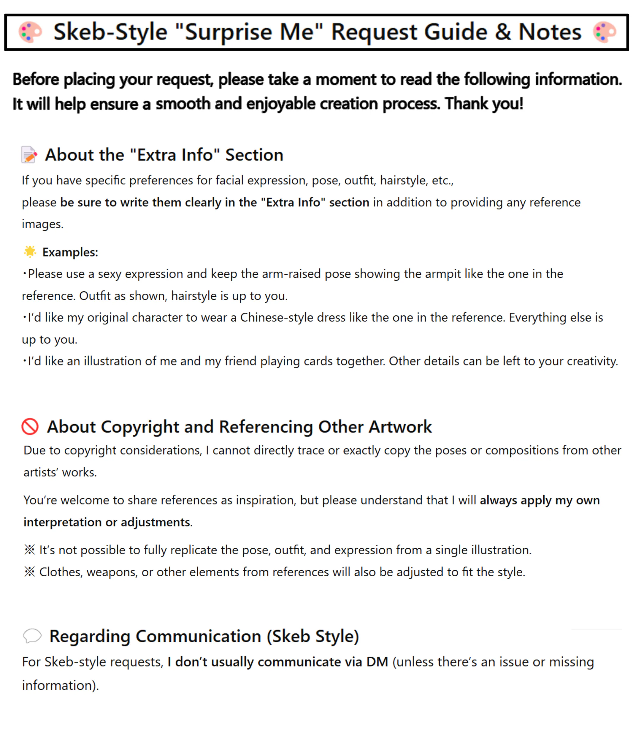 🎨 Skeb-Style "Surprise Me" Request Guide & Notes 🎨 by MASADA (@MASADA ...