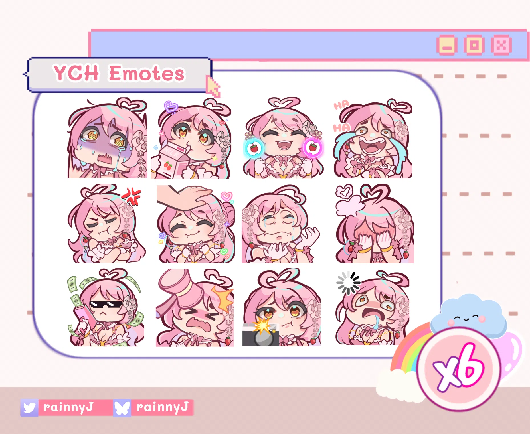 YCH CHIBI TWITCH EMOTES 6x PACK by RainnyJ | COMMISION OPEN (@rainnyJ ...