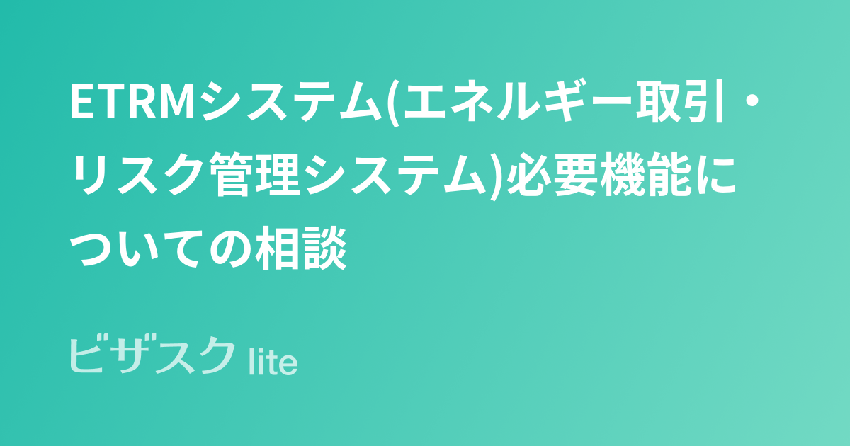 ETRMシステム(エネルギー取引・リスク管理システム)必要機能についての相談 | ビザスクexpert