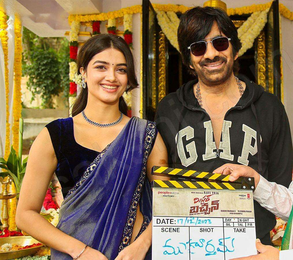 Ravi Teja led Mr Bachchan team to attend Ajay Devgn's Raid 2 opening ...