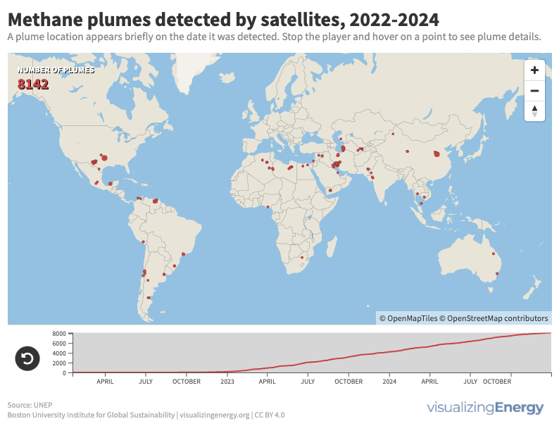Satellite detection of methane plumes, 2022-2024 - Visualizing Energy