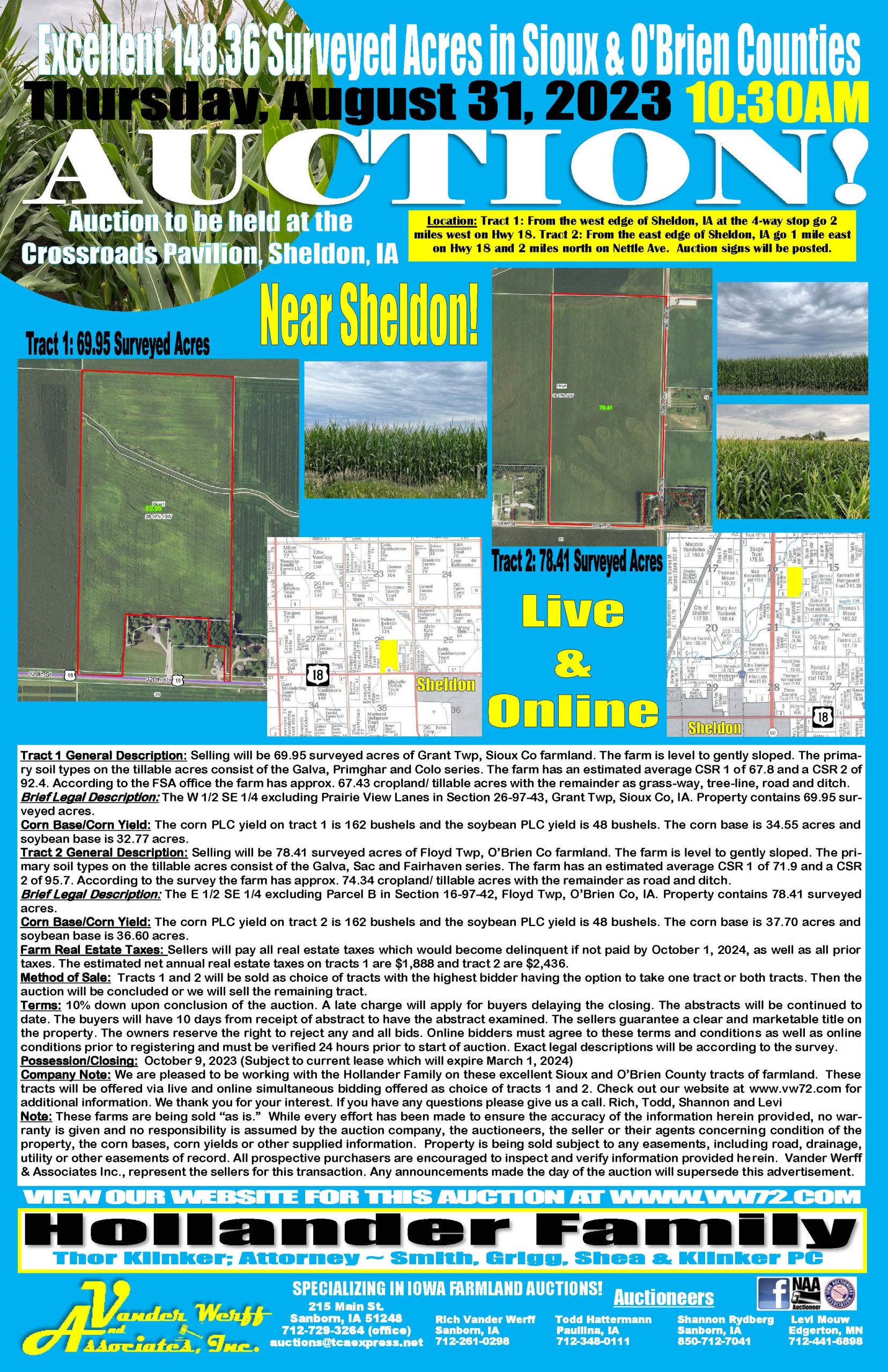 Auctions Listing – Vander Werff & Associates, Inc.