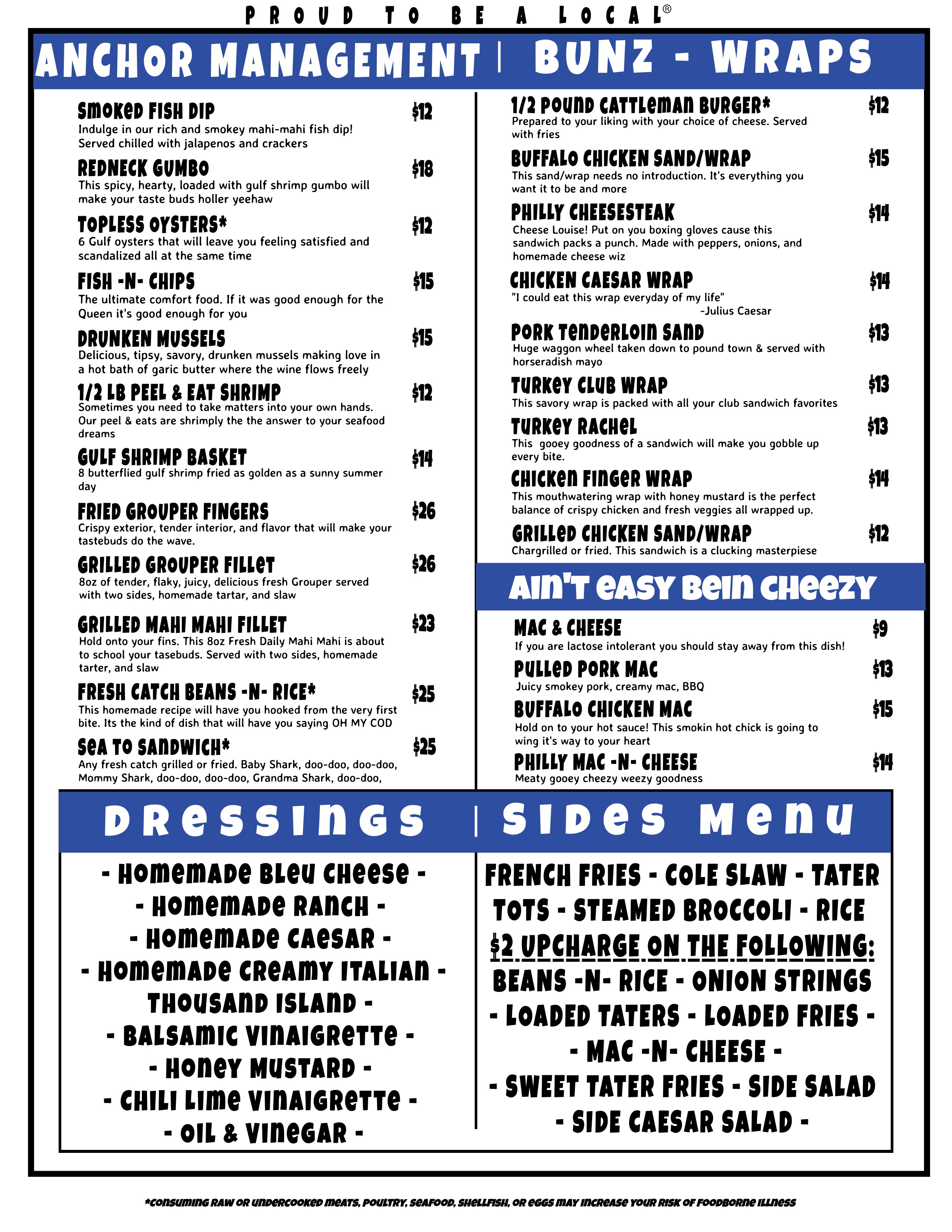 Rusty's Raw Bar & Grill - Food Menu