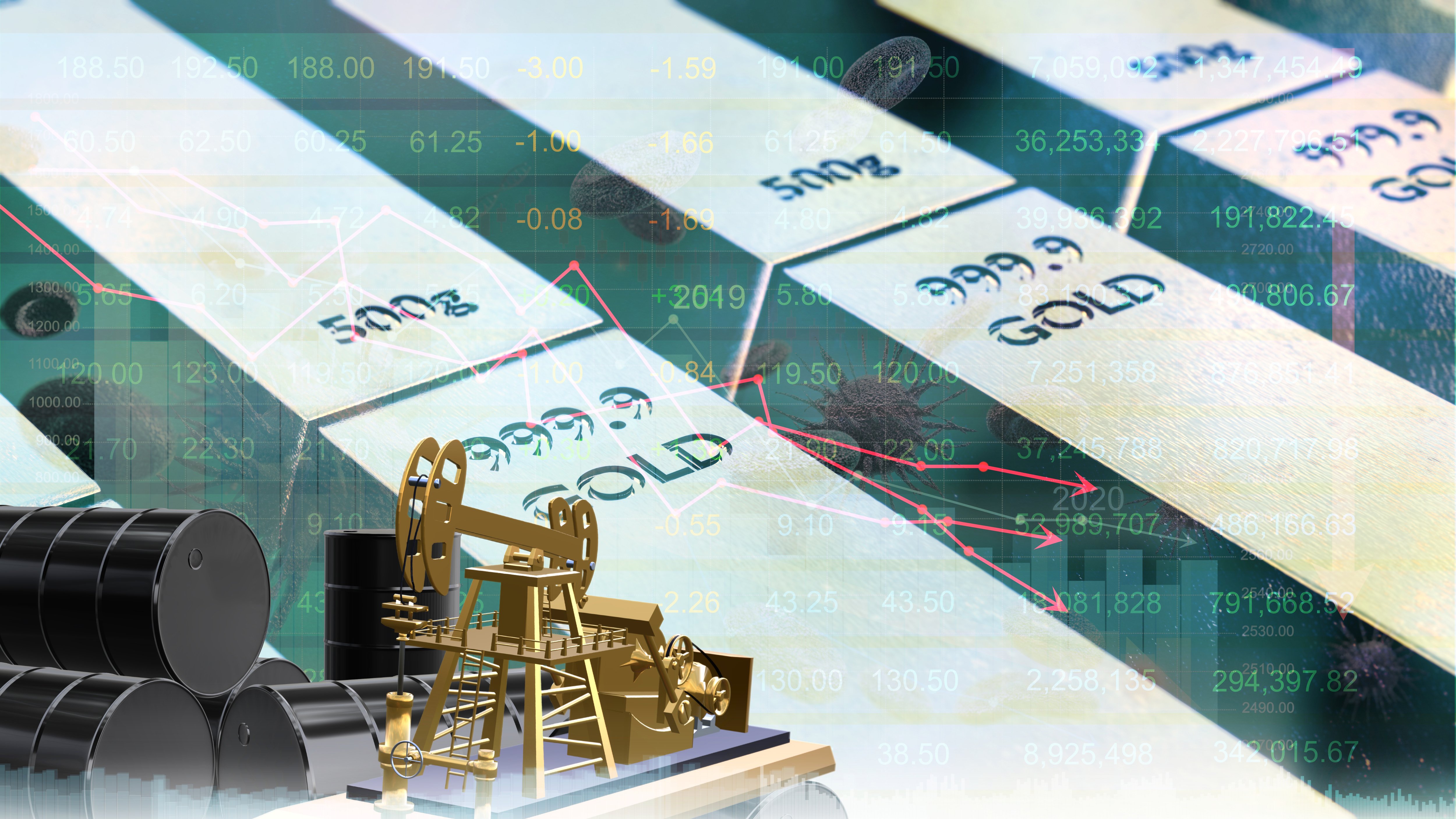 Oil struggles, gold’s great start