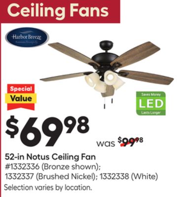 Harbor Breeze 52-in Notus Ceiling Fan | Weekly Ad