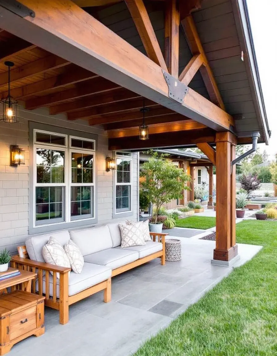 Wood Beam Porch Designs Open Air Covered Porch Design Inspiration