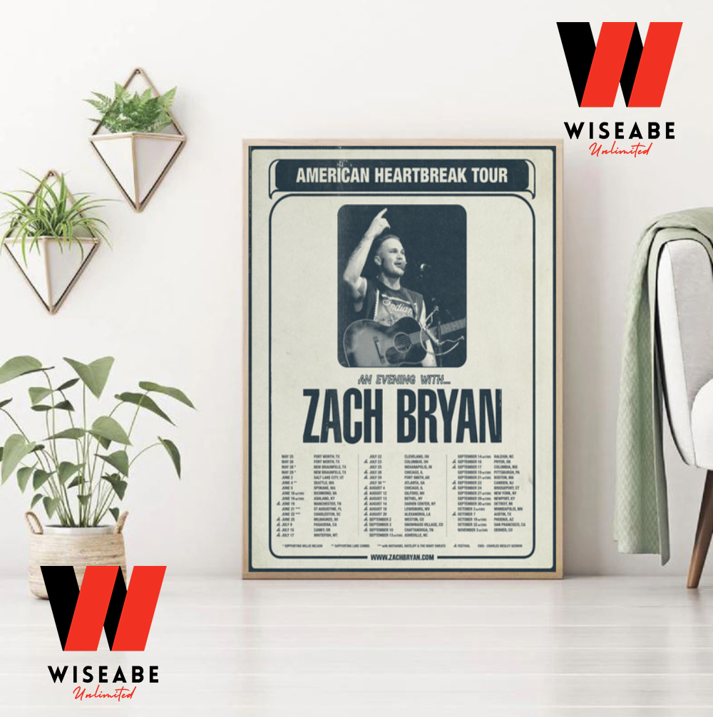 Zach Bryan American Heartbreak Tour Poster - Wiseabe Apparels