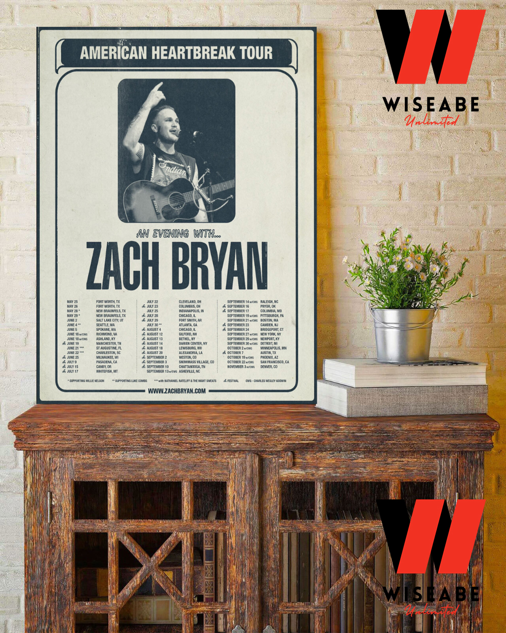 Zach Bryan American Heartbreak Tour Poster - Wiseabe Apparels