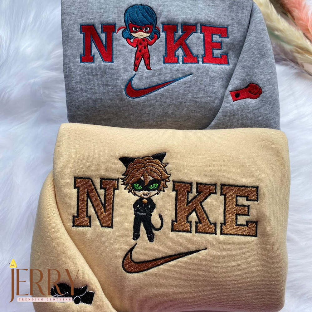 Ladybug and Cat Noir – Chibi Nike Embroidered Sweatshirt - Jerry Clothing