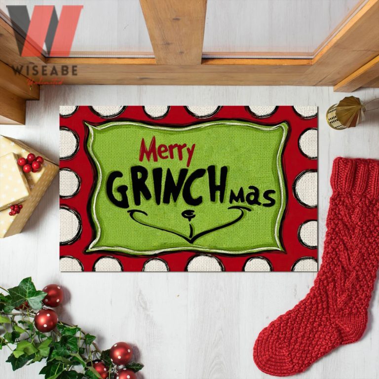 Merry Grinchmas Dr Seuss The Grinch Face Doormat - Wiseabe Apparels