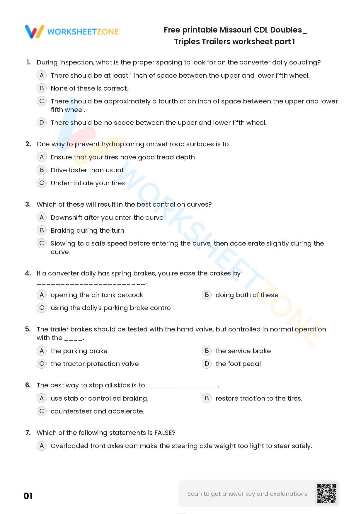 Free printable Missouri CDL Doubles/ Triples Trailers worksheet part 2 ...