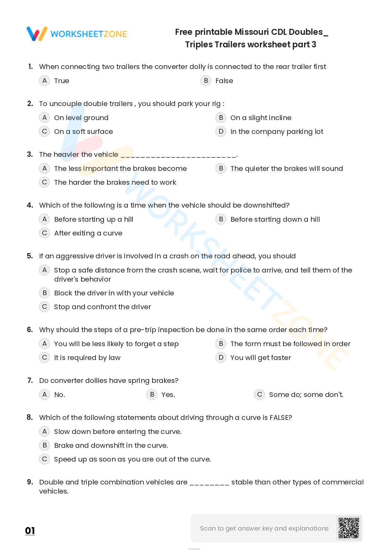 Free printable Missouri CDL Doubles/ Triples Trailers worksheet part 3 ...