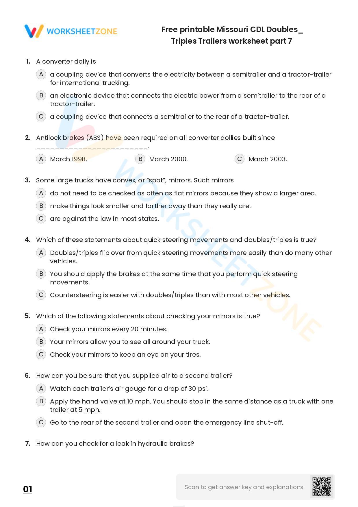 Free printable Missouri CDL Doubles/ Triples Trailers worksheet part 2 ...
