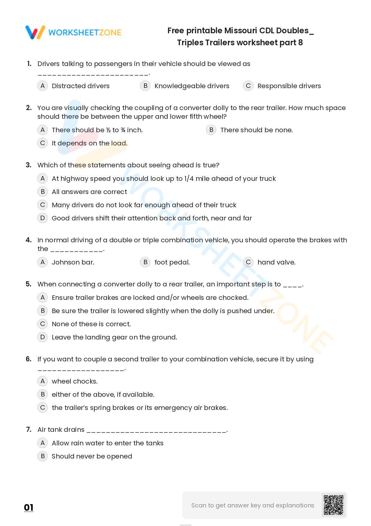 Free printable Missouri CDL Doubles/ Triples Trailers worksheet part 2 ...
