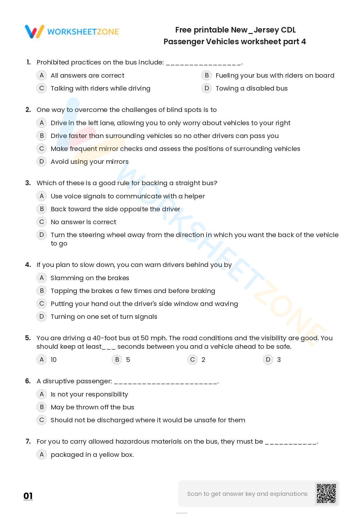 Free printable New/Jersey CDL Passenger Vehicles worksheet part 4 ...