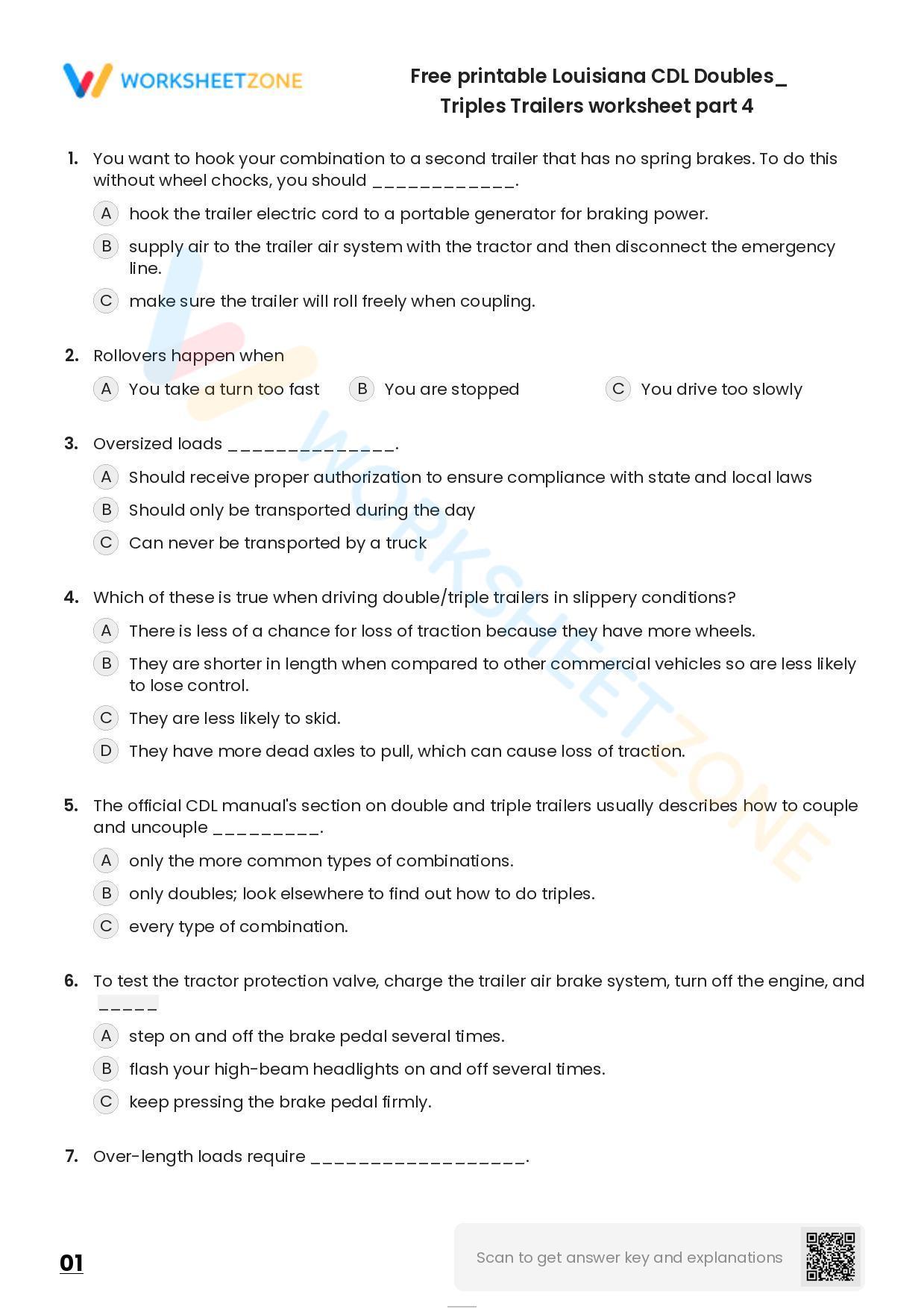Free printable Louisiana CDL Doubles/ Triples Trailers worksheet part 2 ...