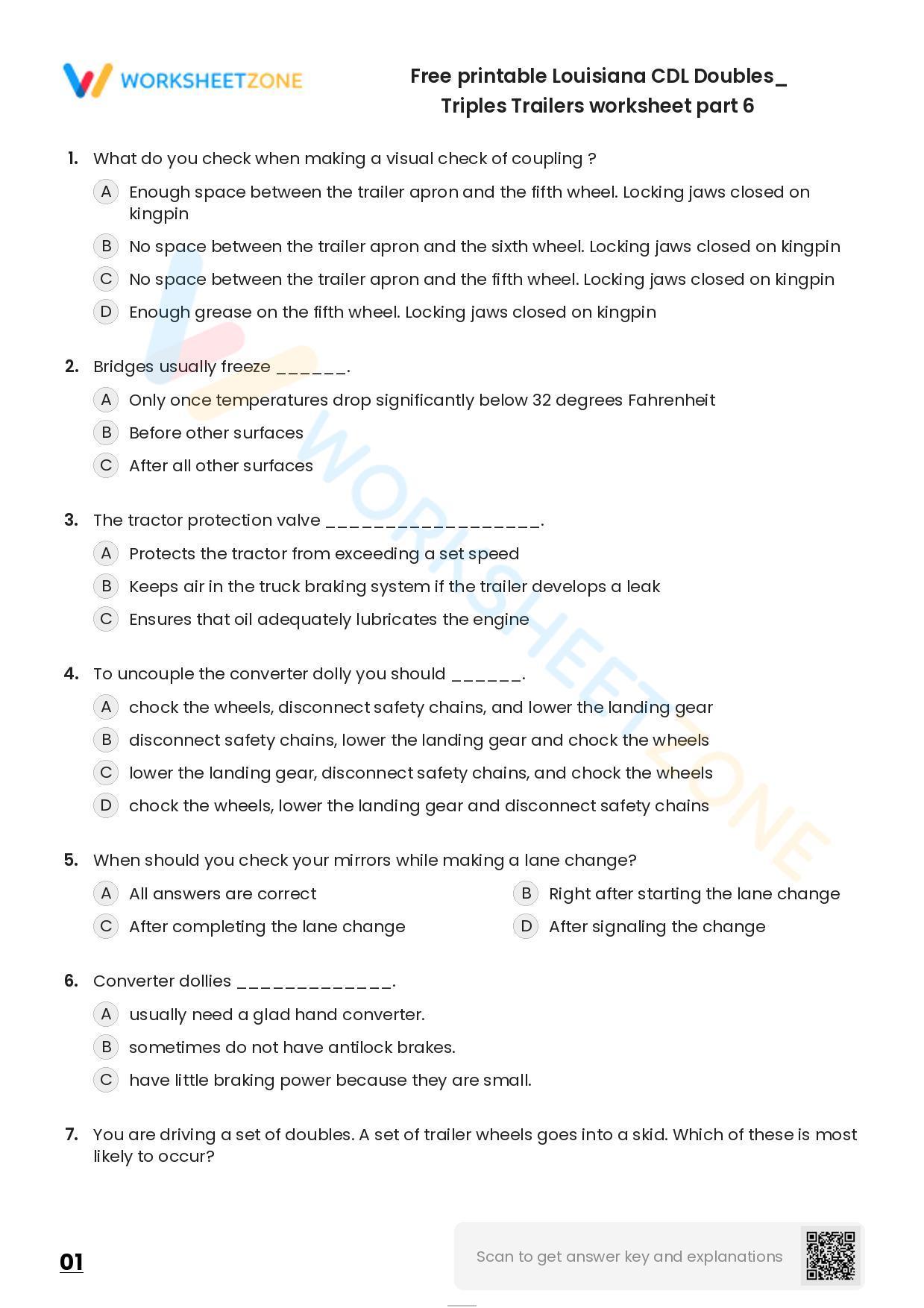 Free printable Louisiana CDL Doubles/ Triples Trailers worksheet part 2 ...