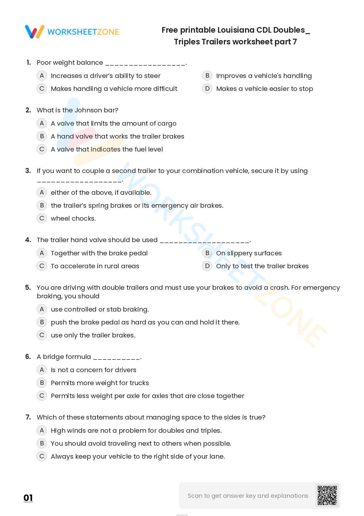 Free printable Louisiana CDL Doubles/ Triples Trailers worksheet part 3 ...