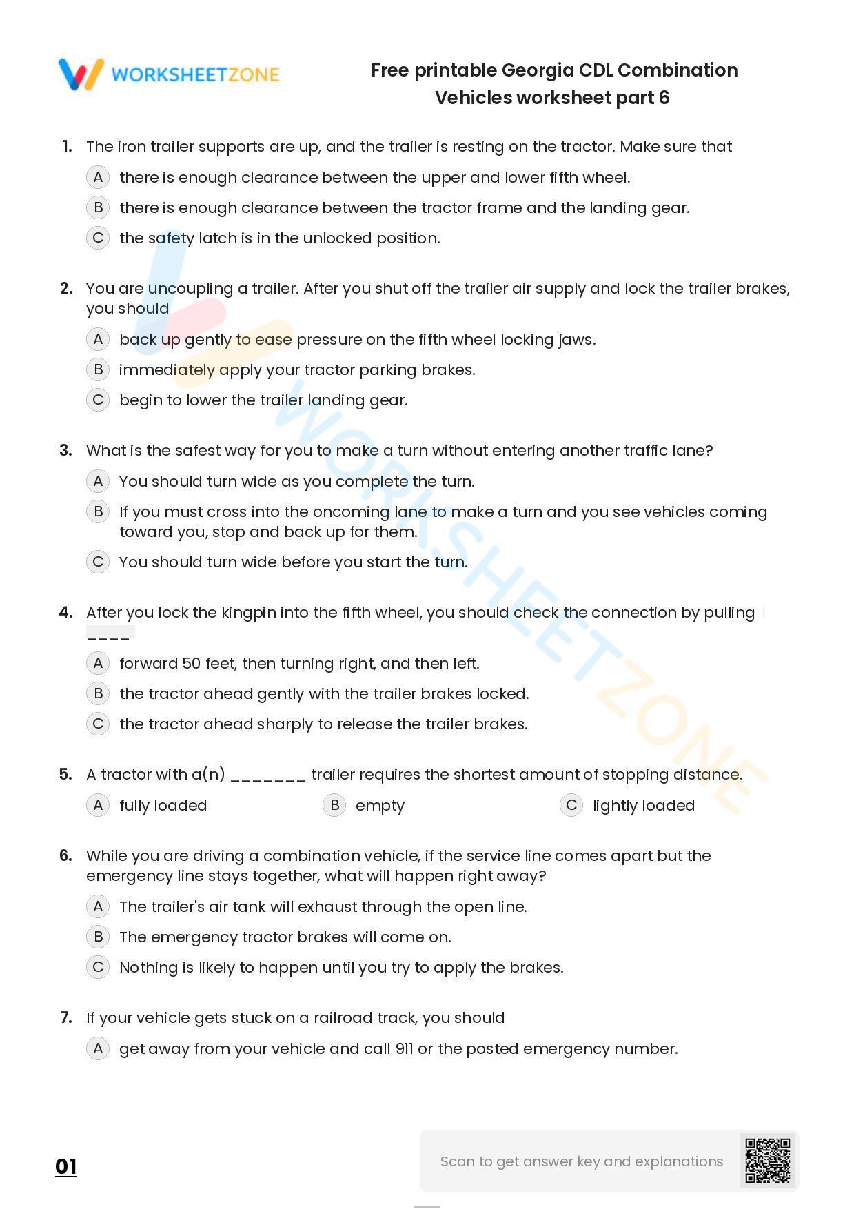 Free printable Georgia CDL Combination Vehicles worksheet part 2 ...