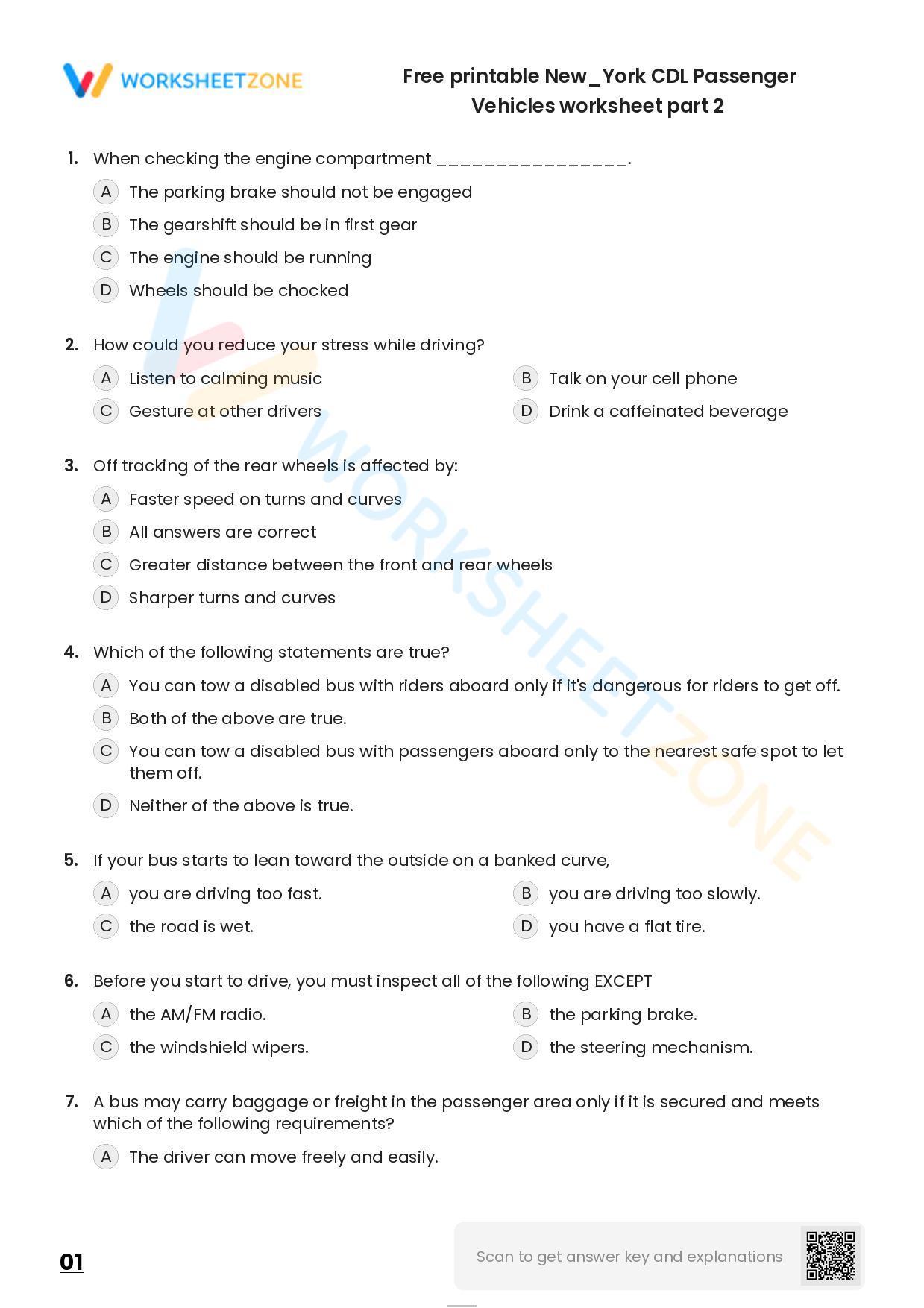 Free printable New/York CDL Passenger Vehicles worksheet part 4 ...