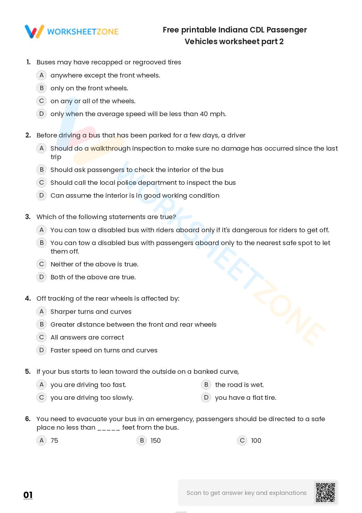Free printable Indiana CDL Passenger Vehicles worksheet part 2 ...