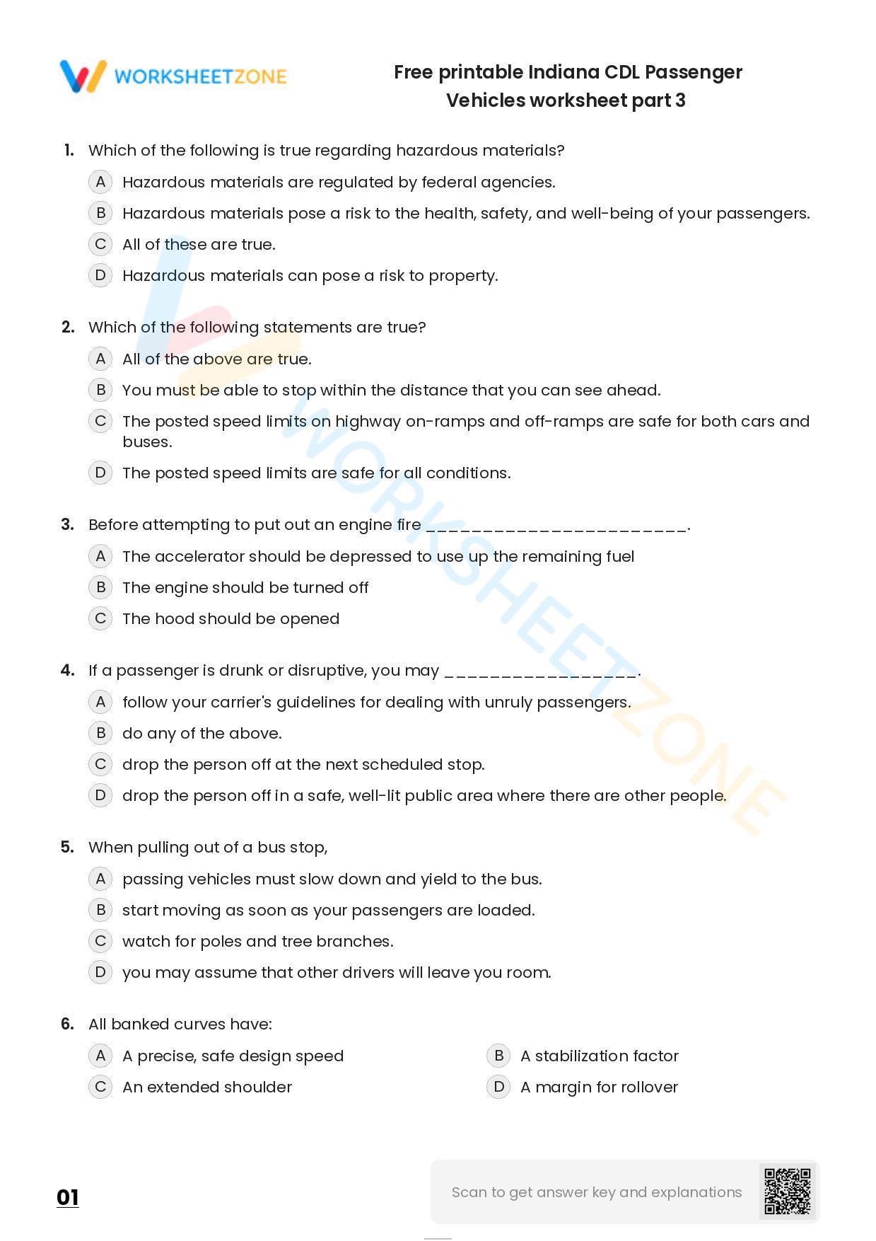 Free printable Indiana CDL Passenger Vehicles worksheet part 5 ...